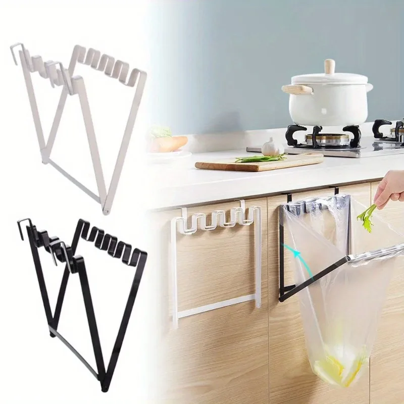 Foldable-Garbage-Bag-Hanging-Rack-Kitchen-Rubbish-Holder-Cupboard-Over ...