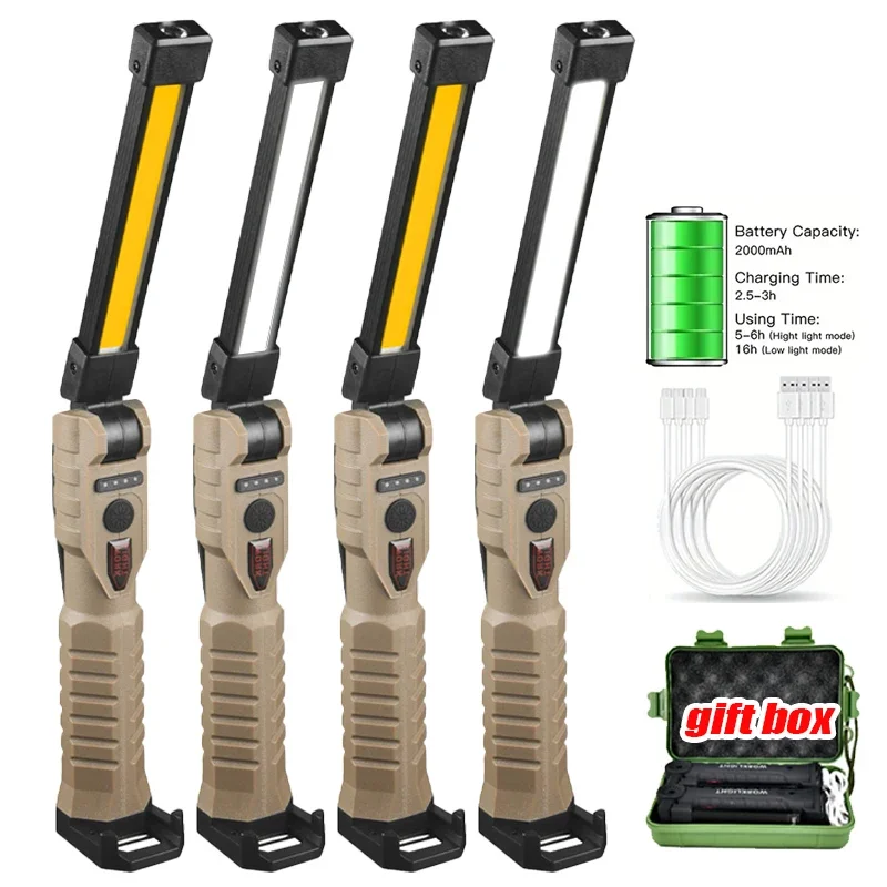 New-COB-Foldable-Flashlight-LED-Work-Light-Hanging-Hook-7-Modes ...