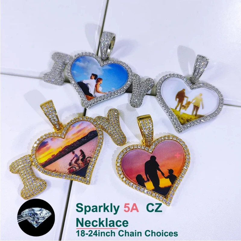 Personalized-Customized-Photo-Heart-Pendant-Hip-Hop-Rock-Jewelry-18K ...