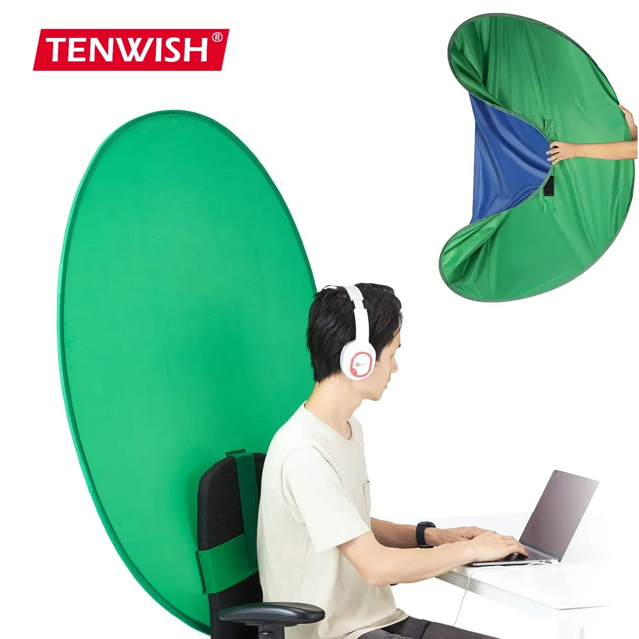 Collapsible Chroma Key Green Screen Blue Webcam Backdrop for Tiktok ...