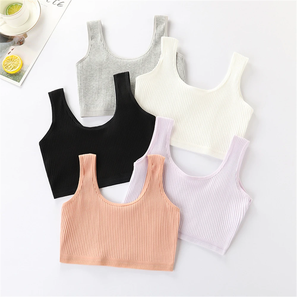 Soft Cotton Children Girls Underwear Kids Girl Solid Color Vest Bra ...