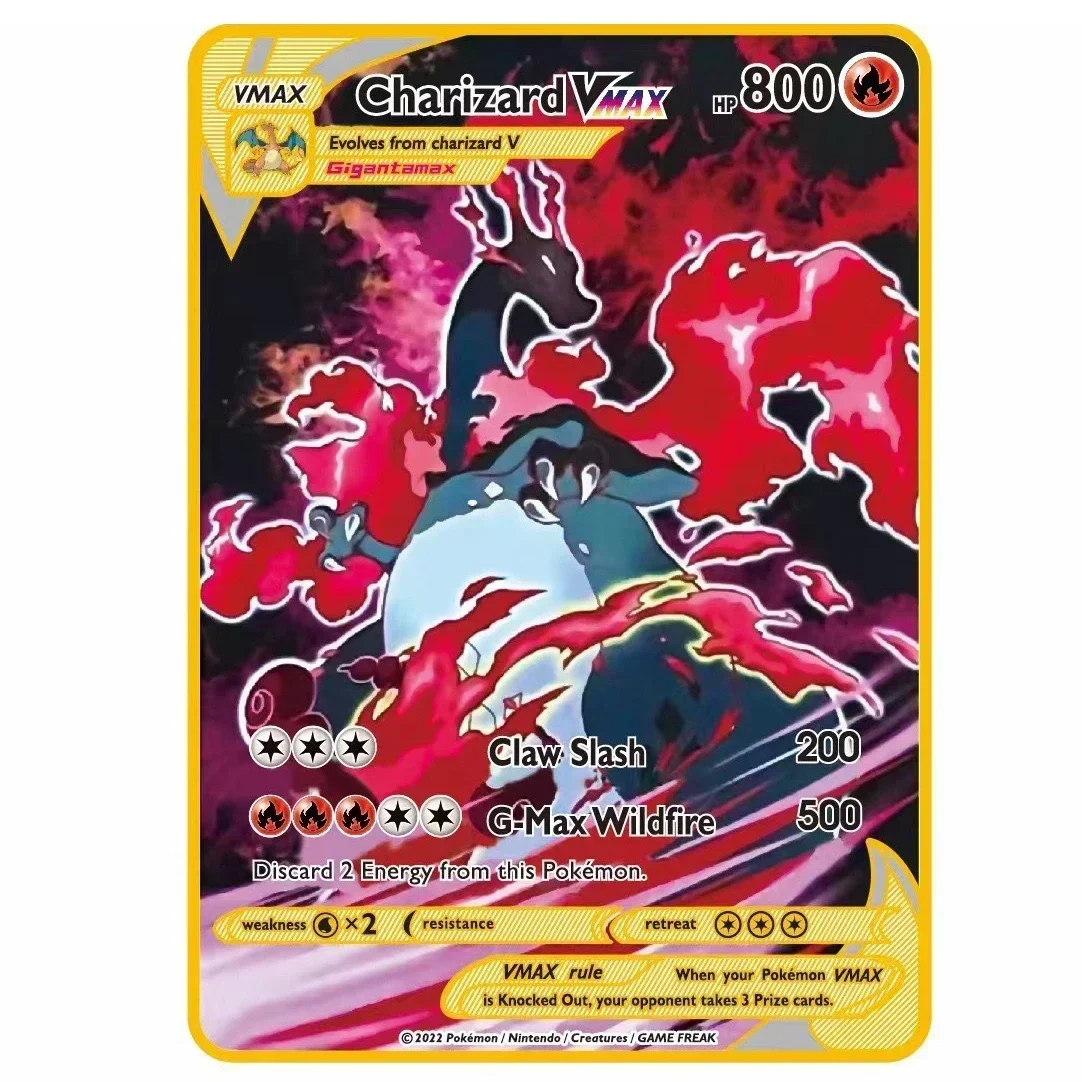 English Cards Gold DIY Metal Card Hard Iron Cards Pikachu Mewtwo Gx ...