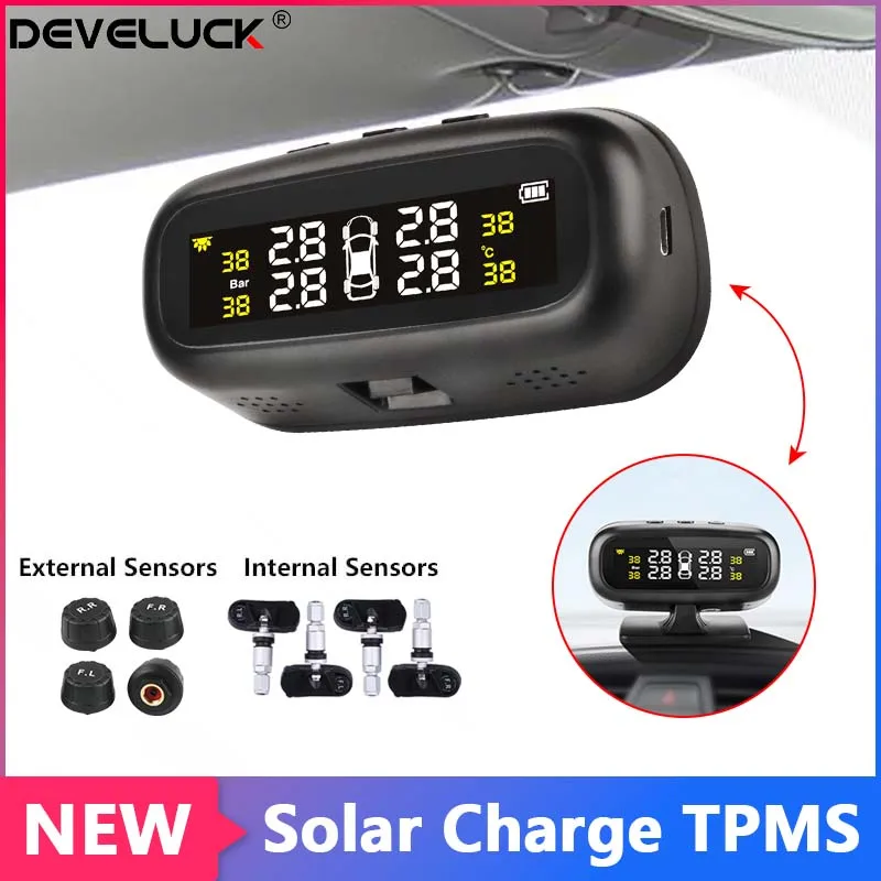 Solar-TPMS-Car-Tire-Pressure-Alarm-Monitor-System-Smart-Display ...