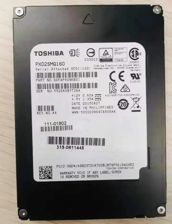 TOSHIBA 1.6TB SSD 12GB 10WPD MLC Drive SAS Solid State Drive