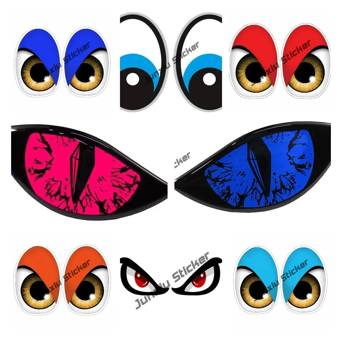Reflective-Sticker-3D-Evil-Eyes-for-Car-Motorcycle-Helmet-Trucks-Cars ...