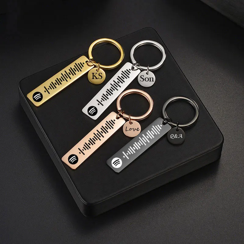 Personalized-Stainless-Steel-Spotify-Keychains-Custom-Initial-Music ...