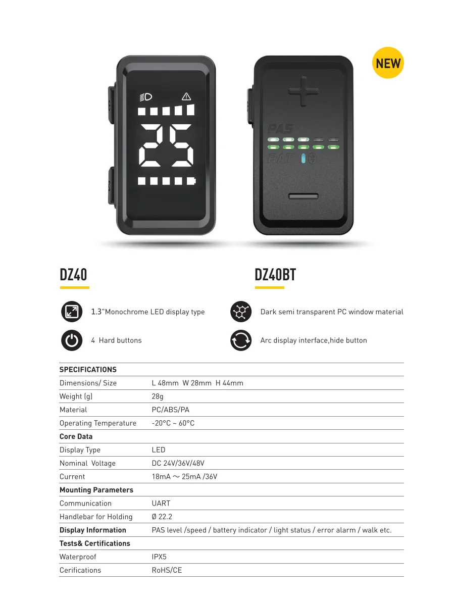 Bafang Mid Motor Dz40 Display For Bbs0102 03 Hd M500 M600 G510 M620 ...