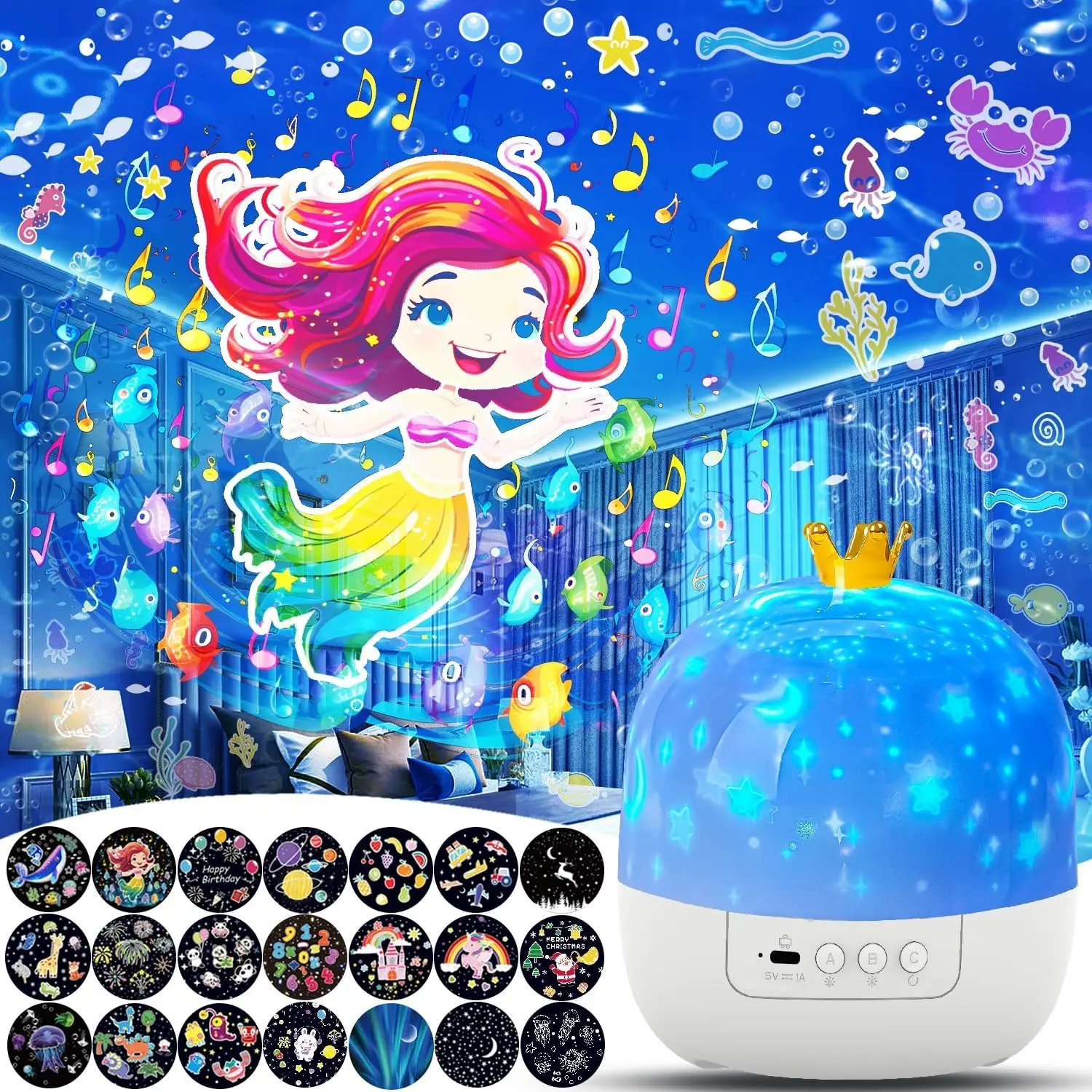 Galaxy-Solar-System-Projector-Nightlights-360-Rotating-21-Films-Kids ...