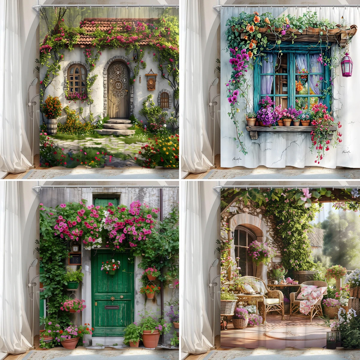 Garden-Landscape-Shower-Curtain-Flower-Plant-Wall-Window-Streetscape ...