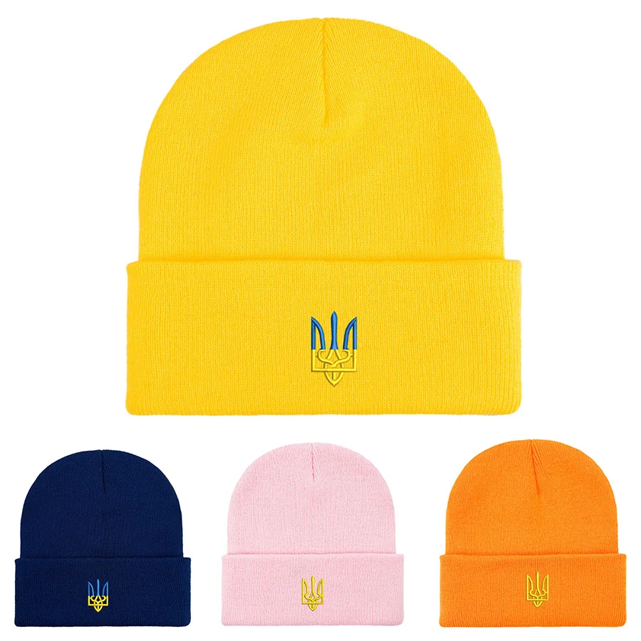 61-Colors-Embroidery-Ukraine-Trident-Beanie-Knitted-cap-Winter-Autumn ...