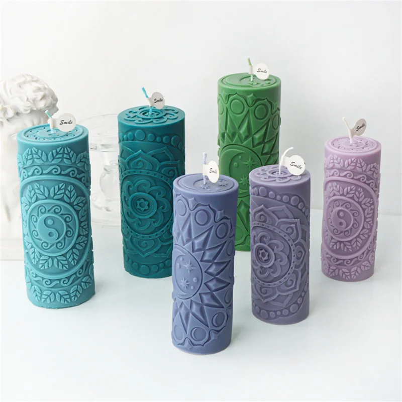 DIY-Carving-Floral-Pattern-Candle-Mold-3D-Irregular-Cylinder-Candle ...