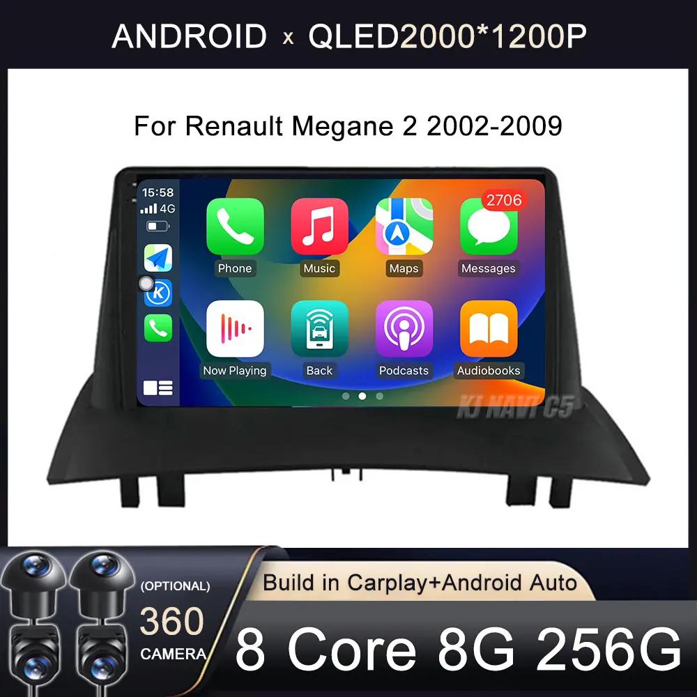 Radio de coche Android 16 Carplay Auto WIFI+4G para Renault Megane 2 ...