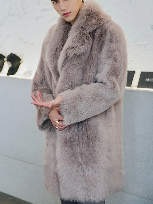 Faux Fur Outerwear Windbreaker | Black Faux Fur Jacket Mens | Black Faux Fur Coat Men - Faux Fur ...