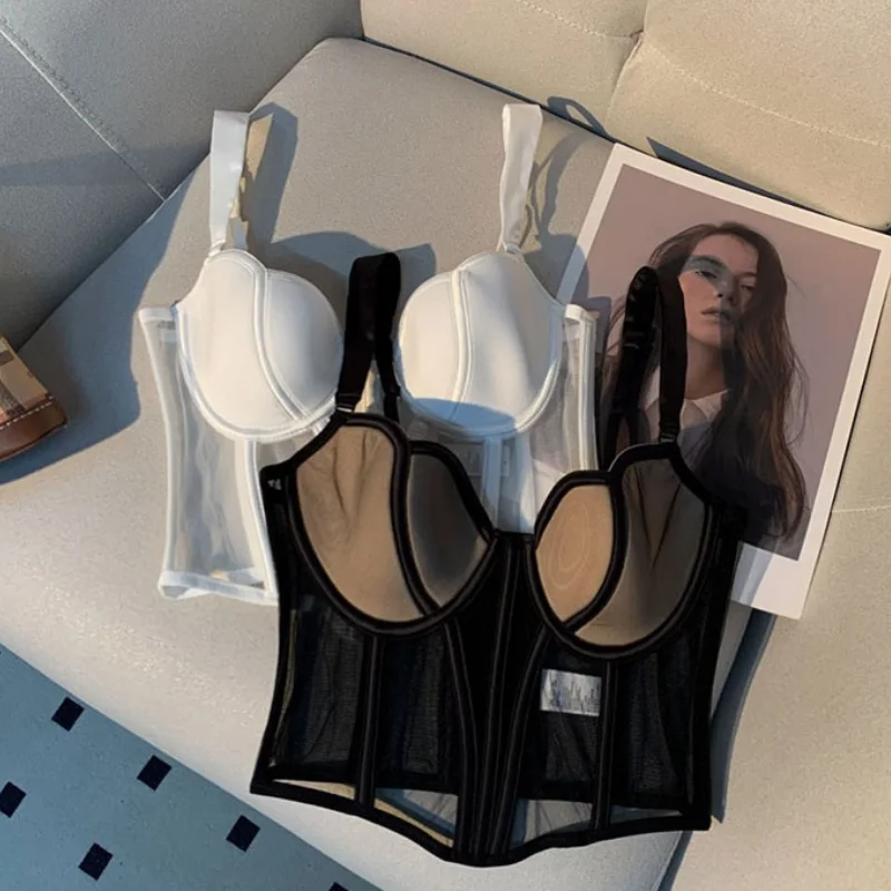 Women-Chic-Mesh-Fishbone-Camisole-Built-In-Bra-Female-Summer-Corset ...