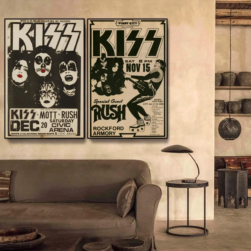 Kiss-Band-Poster-Self-adhesive-Art-Poster-Retro-Kraft-Paper-Sticker-DIY ...