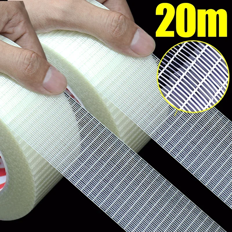 20M-Roll-Adhesive-Fiberglass-Mesh-Tape-Transparent-Waterproof-Single ...