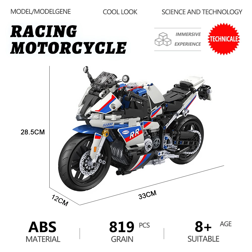 High-Tech-Technical-1-6-Racing-Motorcycle-Model-Building-Blocks-Bricks ...