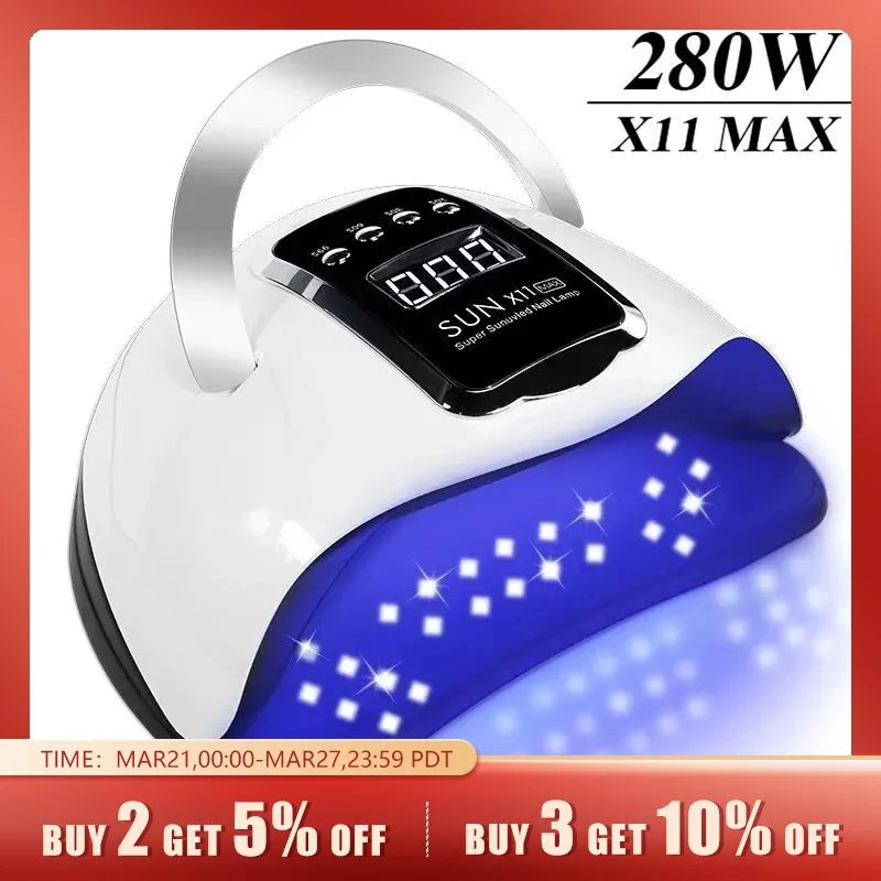 SUN X11 MAX Professional Nail Drying Lamp for Manicure 280W Nails Gel ...