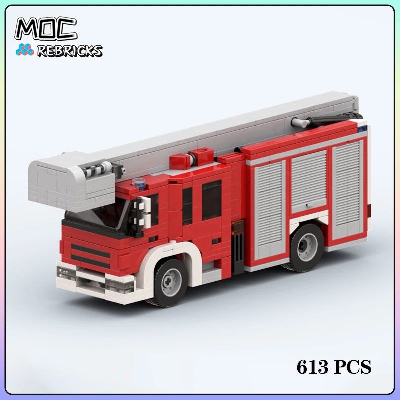 City Series MOC Bricks Fire Engine Platform Building Block Model Kits ...