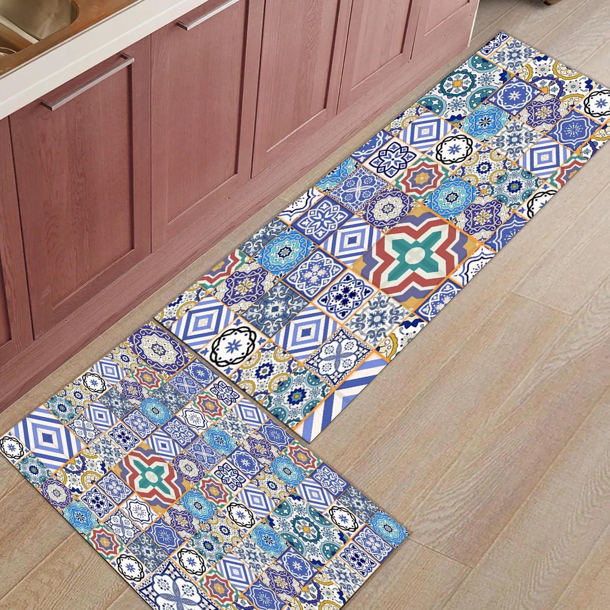 Moroccan-Tiles-Colorful-Arabesque-Long-Kitchen-Carpet-Floor-Home ...