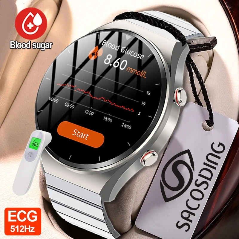 Smartwatch esportivo ECG para homens e mulheres, não invasivo, sangue ...