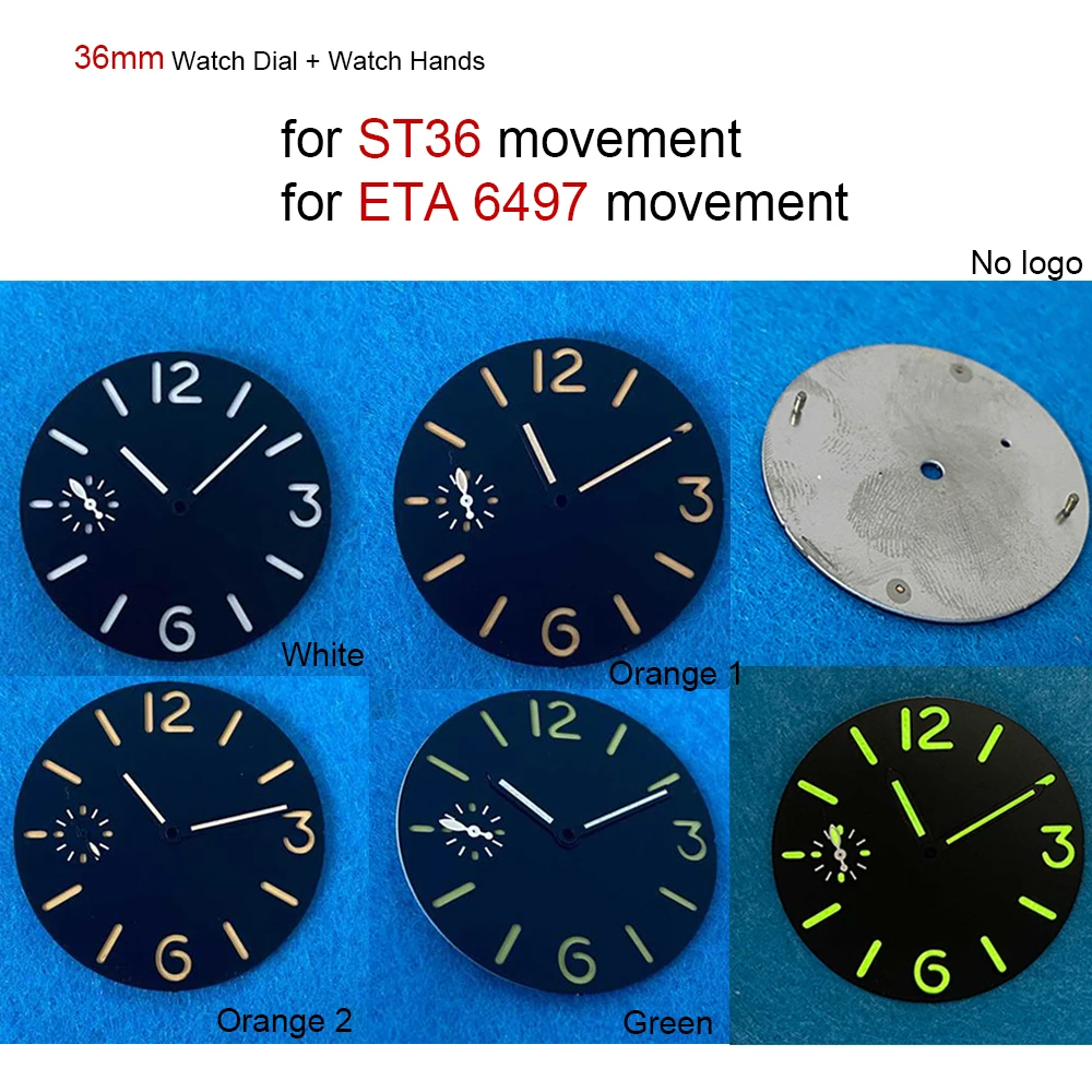 36mm-Watch-Dial-Watch-Hands-for-ETA-6497-Movement-Modified-Part-Green ...