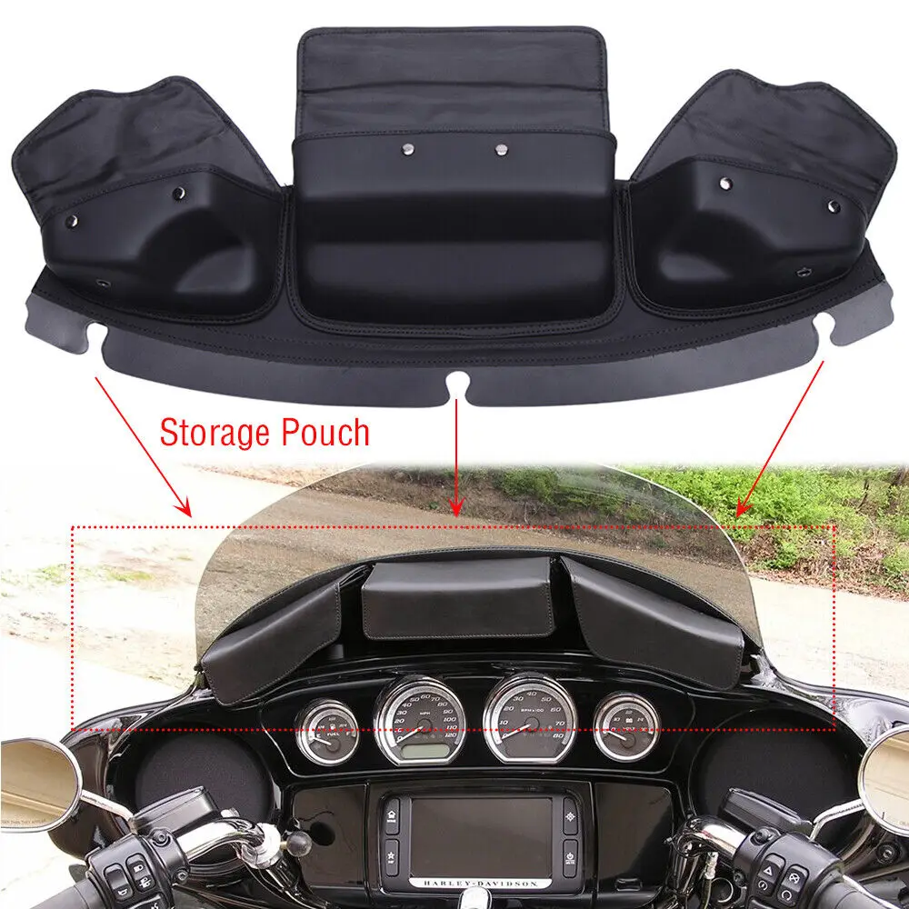 Motorcycle-3-Pocket-Windshield-Batwing-Fairing-Pouch-Bag-For-Harley ...