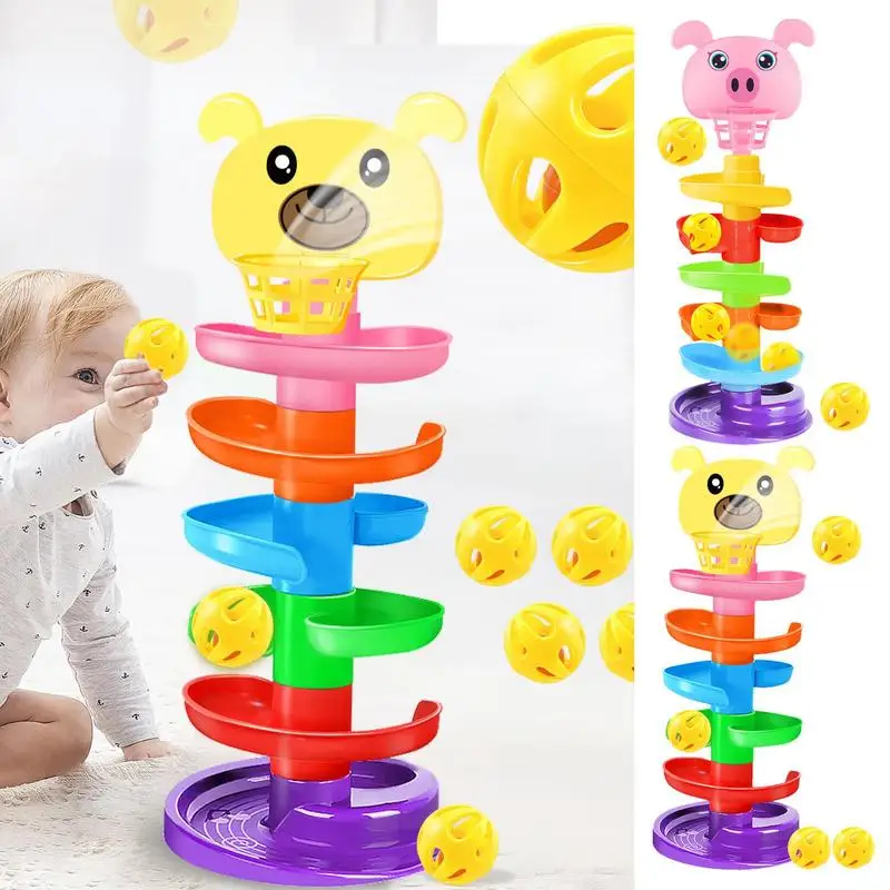 Ball-Drop-Toy-6-Layers-Cute-Rolling-Ball-Tower-With-5-Balls-Educational ...
