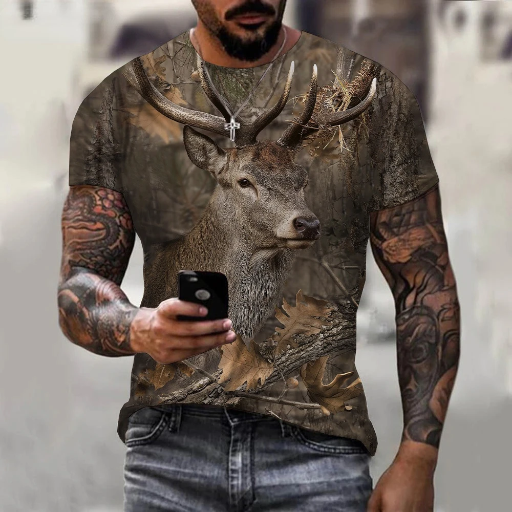 Camouflage Boar Hunting Animal T Shirts Mens Womens Printed Short ...