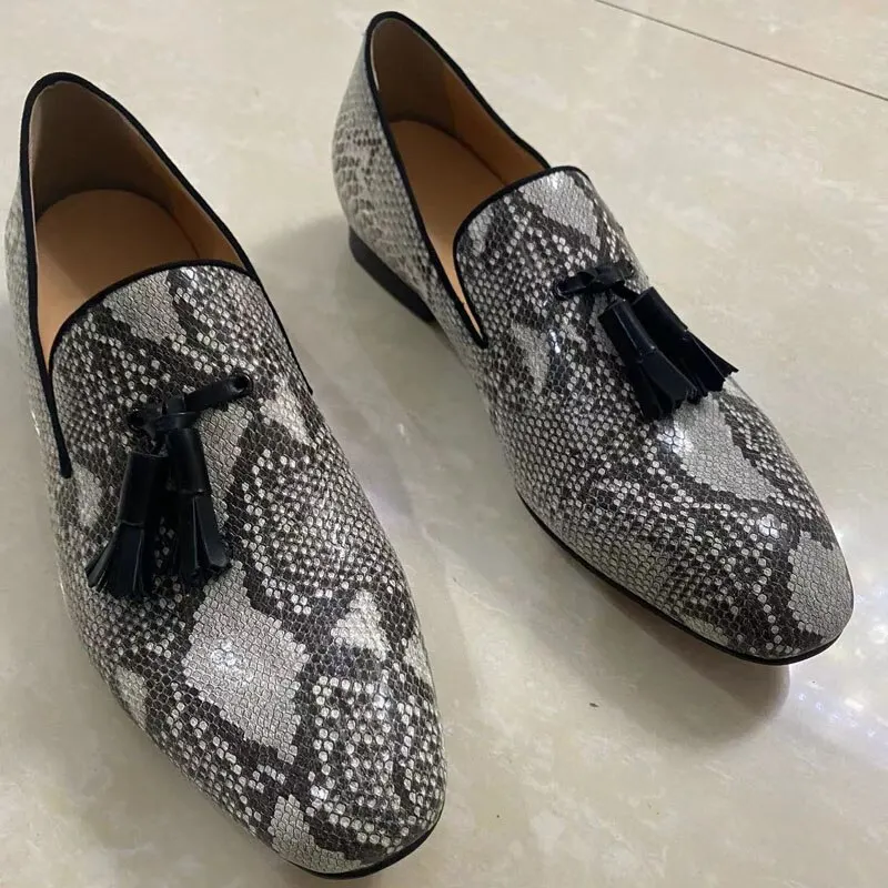 Mixed-Colors-Snake-Skin-Pattern-Men-Leather-Shoes-Tassel-Loafers ...