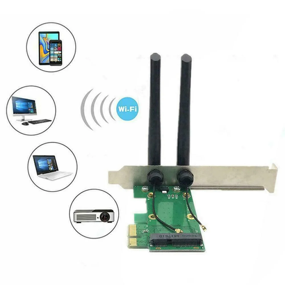 Wireless-Card-WiFi-Mini-PCI-E-Express-to-PCI-E-Adapter-with-2-Antenna ...