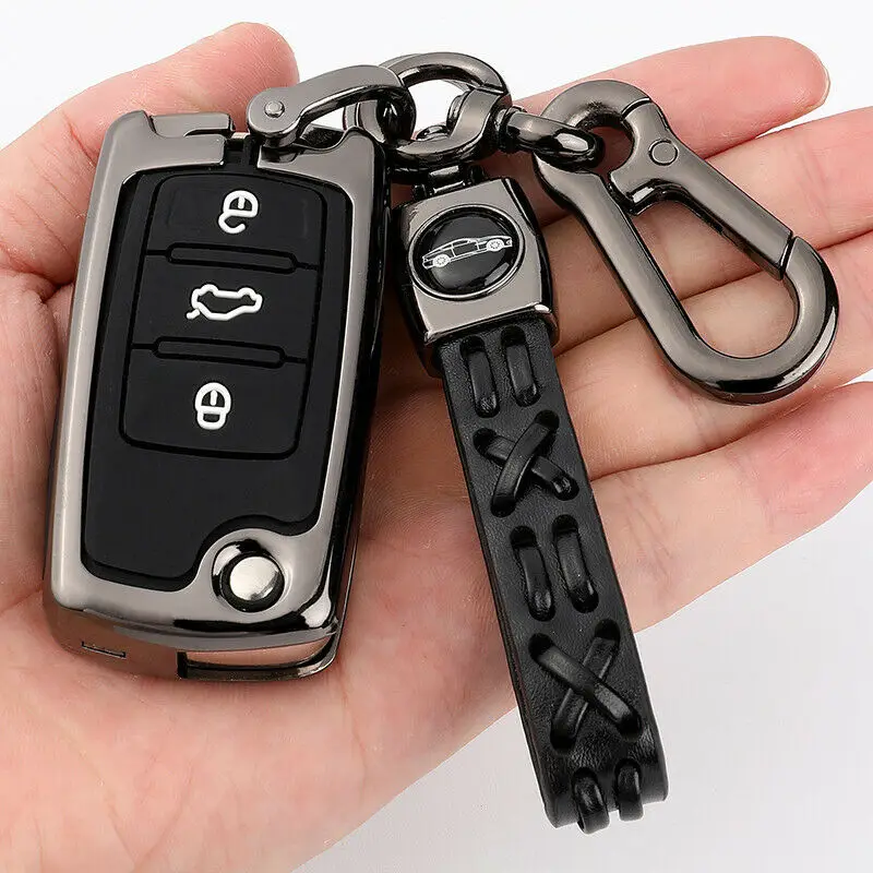 Zinc Alloy Metal Car Flip Key Fob Case Cover For Vw Volkswagen Golf ...