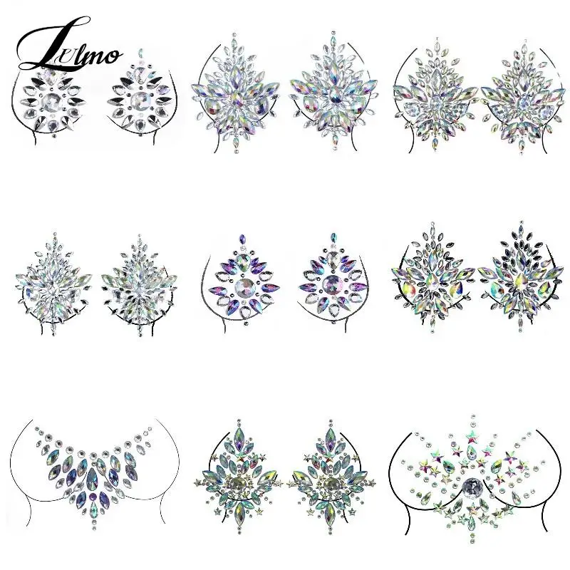 Acrylic-Colorful-Crystal-Breast-Chest-Paste-Sexy-Breast-Self-Adhesive ...