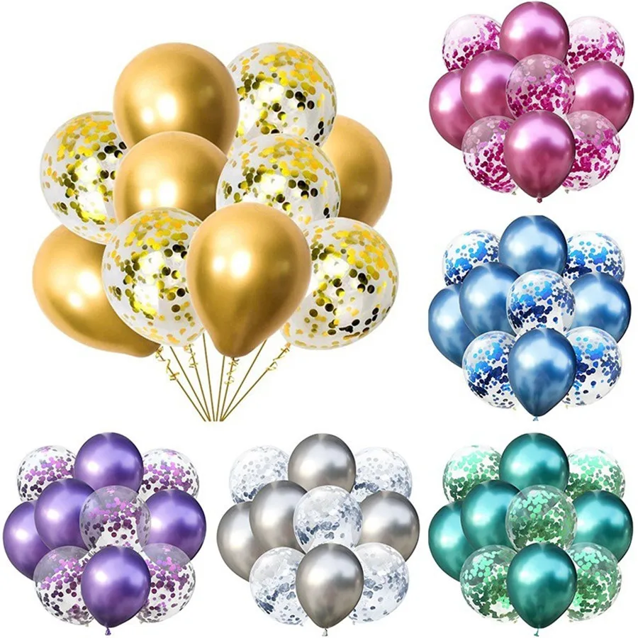 10PCS Metal Sequin Balloon Set Wedding Arrangement Birthday Party ...