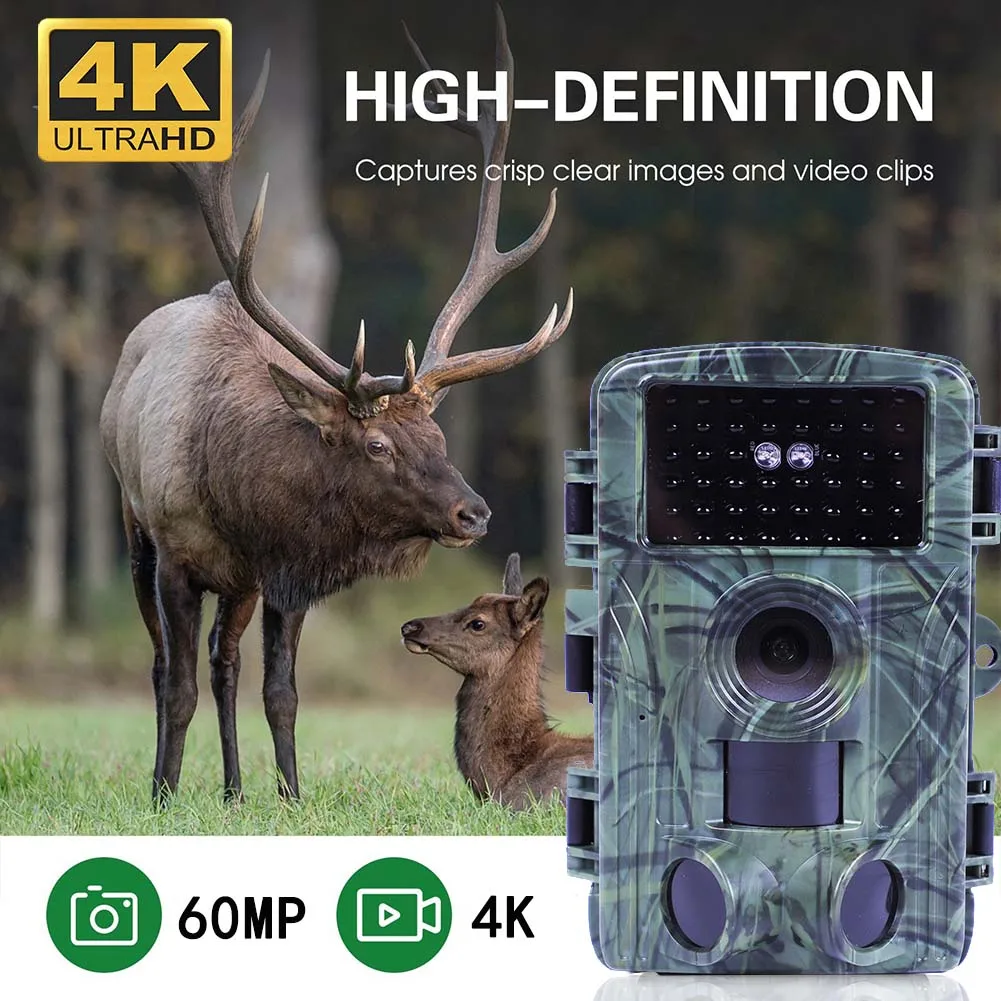 Outdoor Wireless 4K 60MP 30MP Shooting Wildlife Wifi Trail Camera Night ...