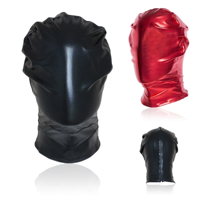 Sexy Headgear Mask Cap Unisex Patent Leather Fetish Hoods with Zipper ...