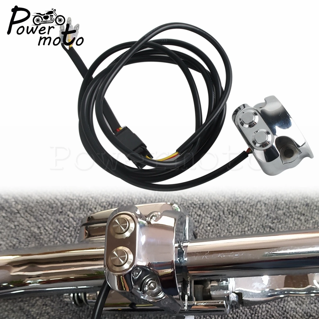 CNC Chrome Motorcycle 2 Buttom Switches 25mm 1" Handlebar Power Switch ...