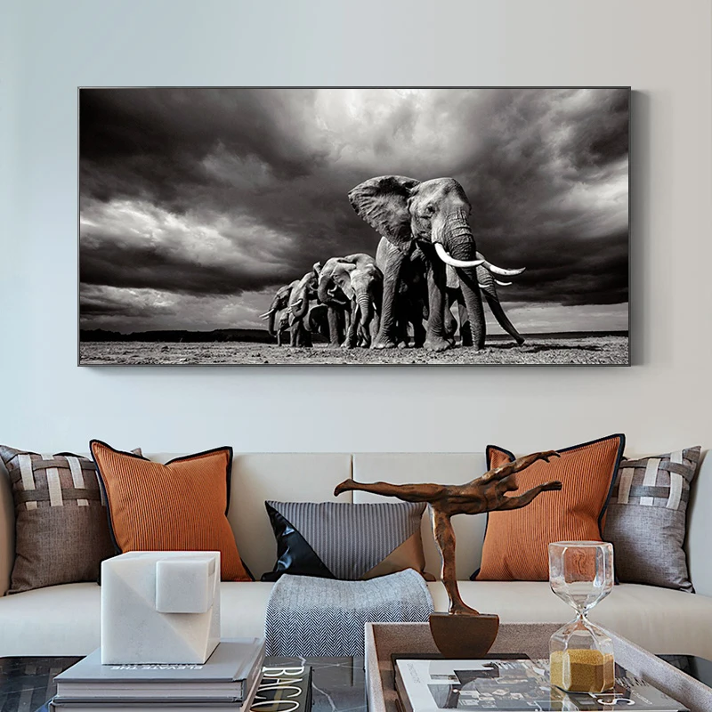 One Piece Elephant Posters Animal Family Wall Picture for Living Room ...
