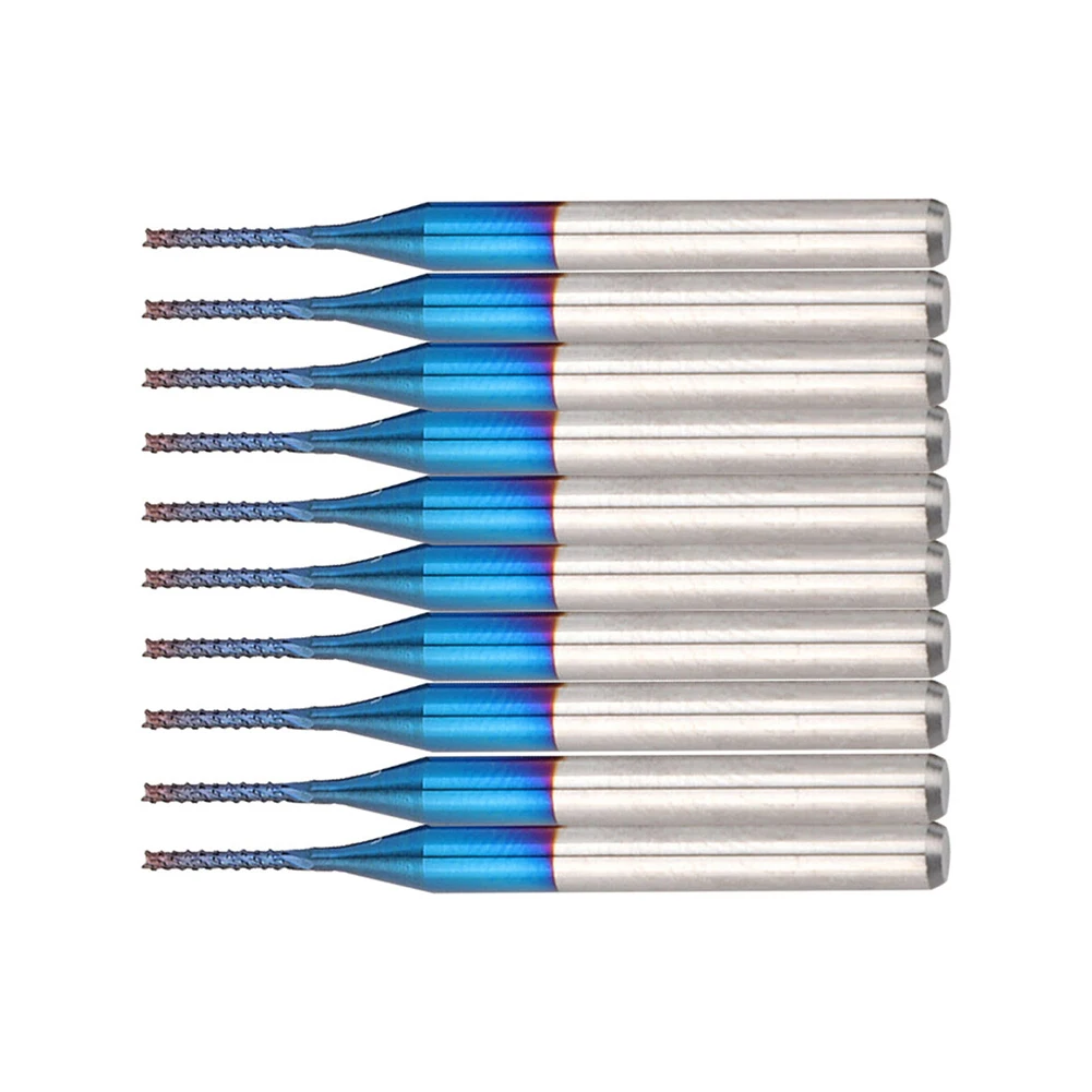 10pcs-2-3mm-Carbide-Router-Cutting-Bit-Blue-Tapered-Corn-End-Mill ...