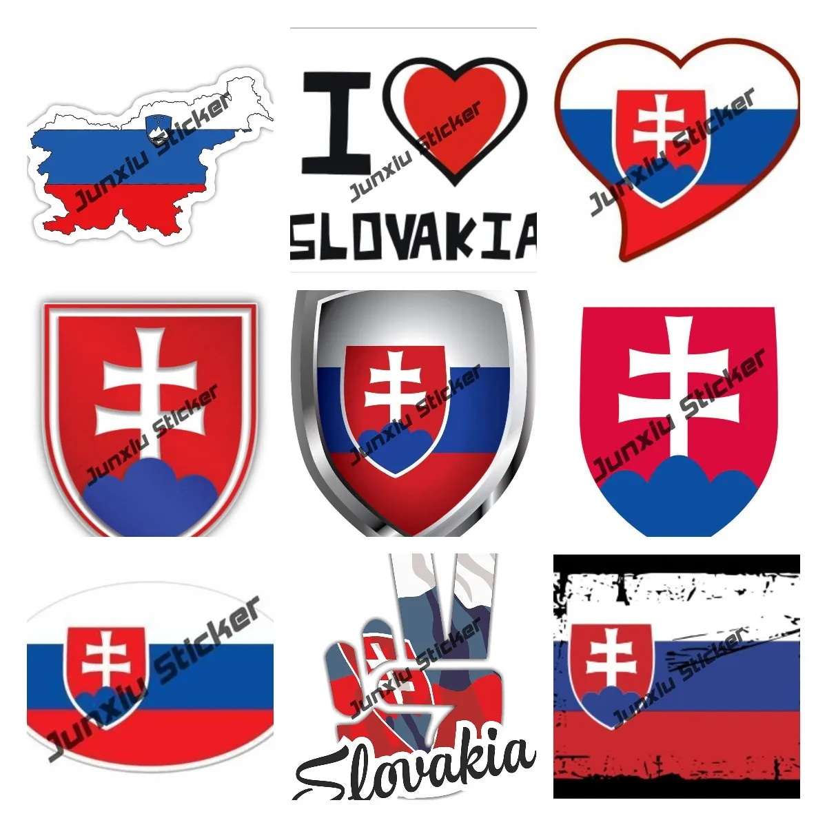 Slovakia Flag Decal Coat Of Arms Car Sticker Removable Decal Slovakia Flag Pirate Skull Wings ...
