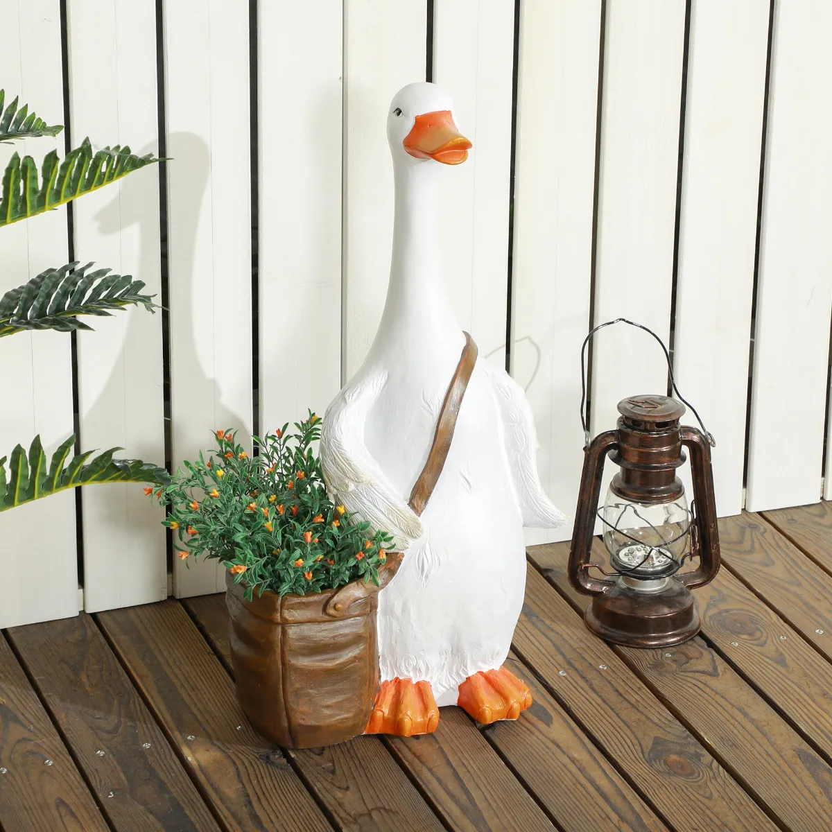 Resin Swan Planter with Backpack Design, Cachepot with Drainage Hole ...