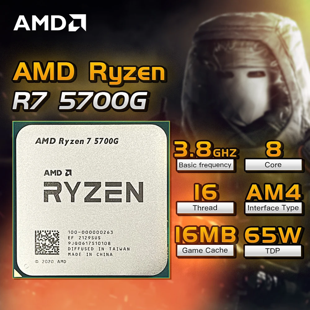 Amd novo ryzen 7 5700g r7 5700g cpu novo desktop gamer processador de ...