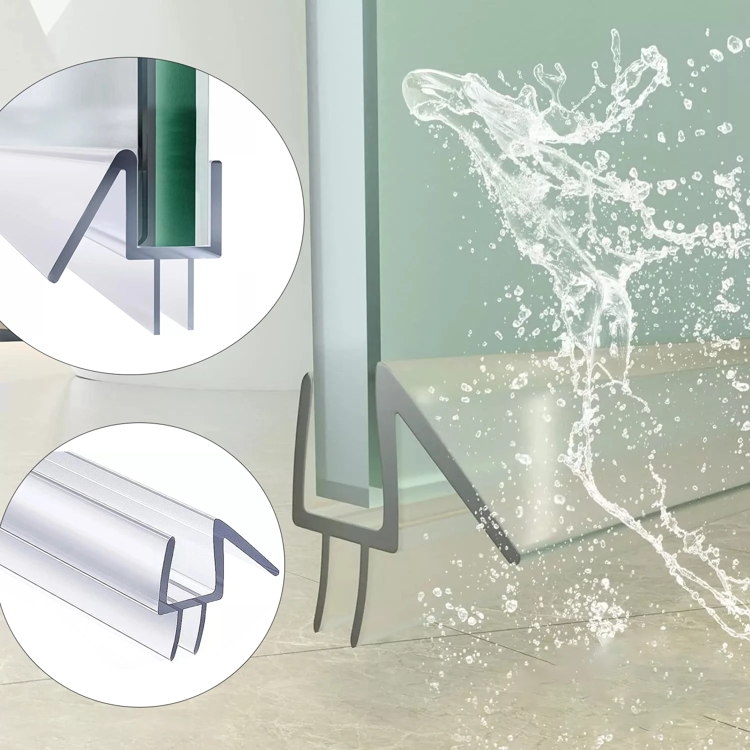 6/8/10/12mm Transparent PVC Seal Gap Window Door Weatherstrip Bath ...
