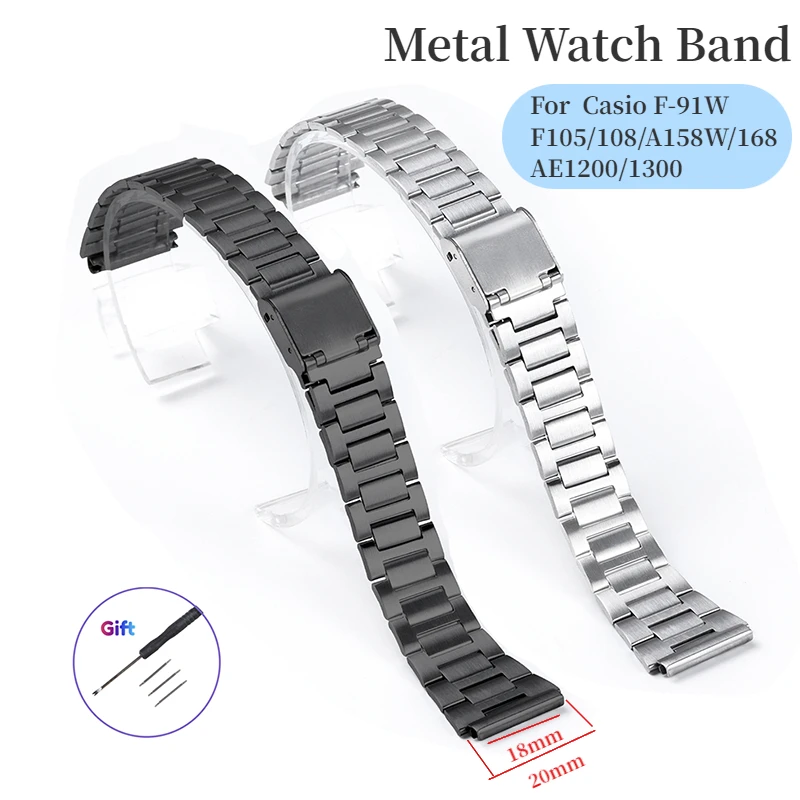 Metal Watchband for Casio F-91W F105/108/A158W/168 AE1200/1300 ...