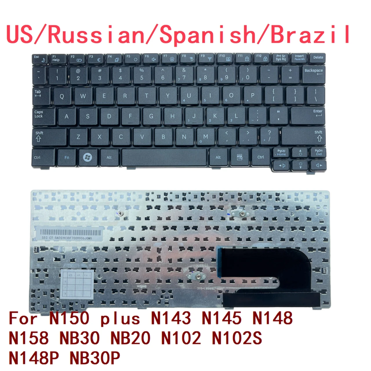 New US Russian Spanish Brazil Laptop Keyboard For Samsung N150 plus ...
