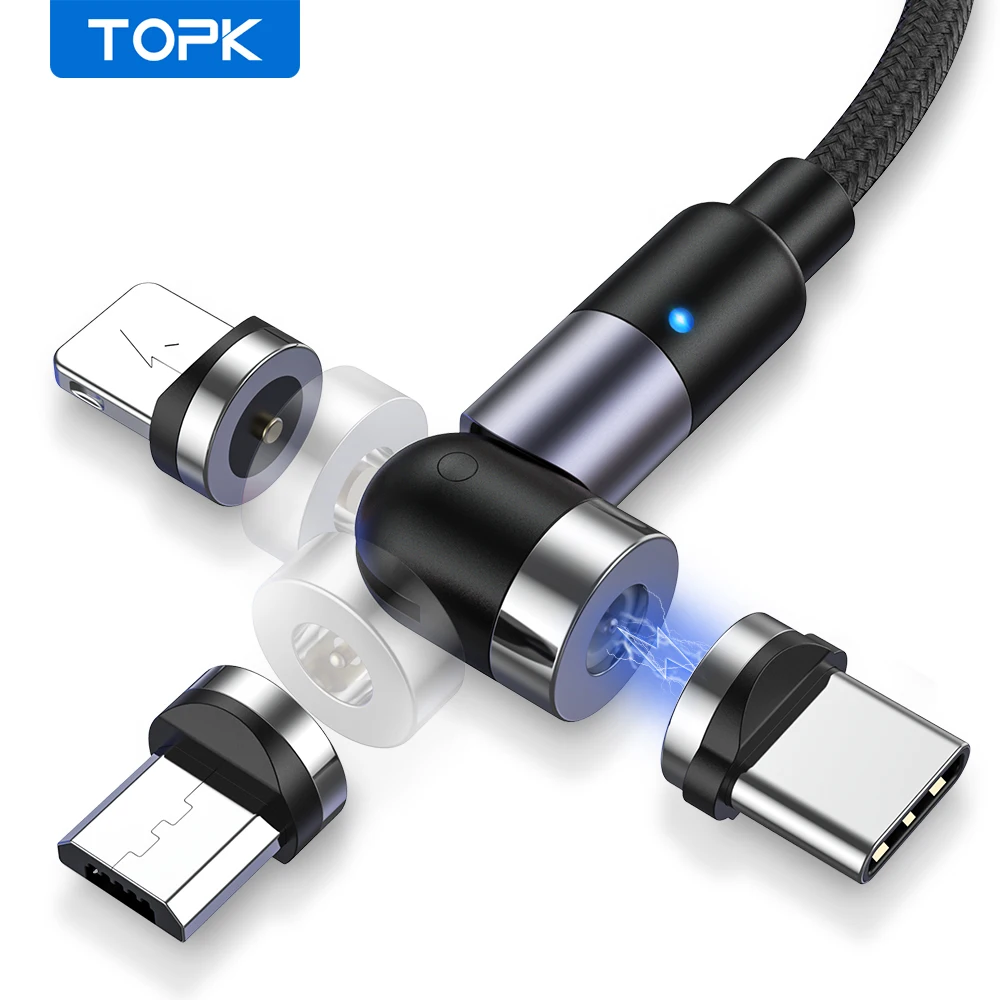 TOPK-Magnetic-Charging-Cable-3-3ft-2-4A-Max-USB-C-Micro-USB-Nylon ...
