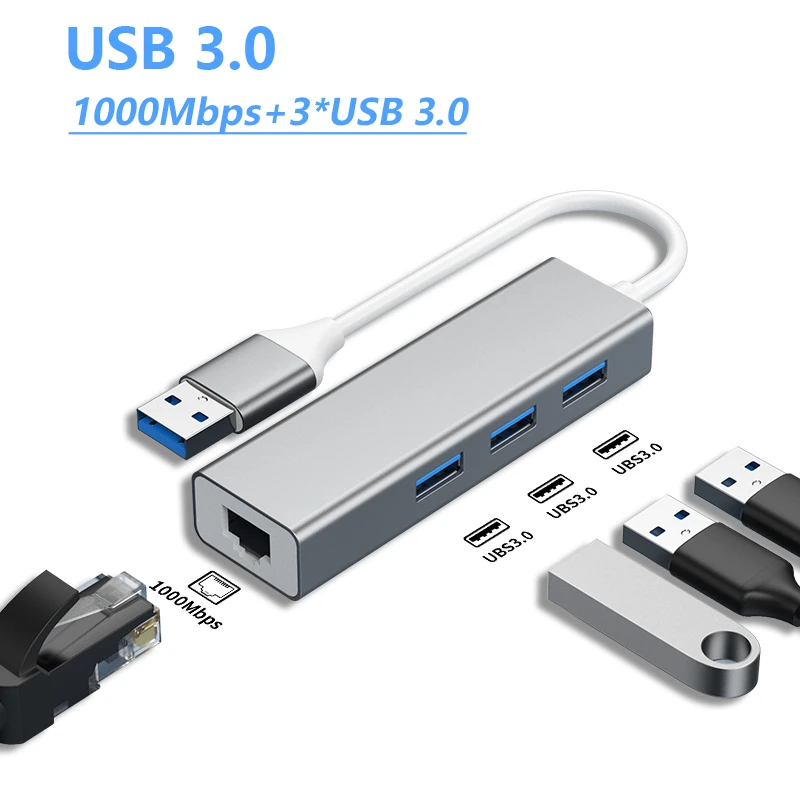 USB 3.0 to RJ45 HUB 1000Mbps Ethernet Adapter for MacBook Xiaomi Mi Box ...