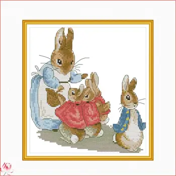 Joy Sunday Peter Rabbit Family Cross Stitch Pattern Sewing Kit 14CT ...