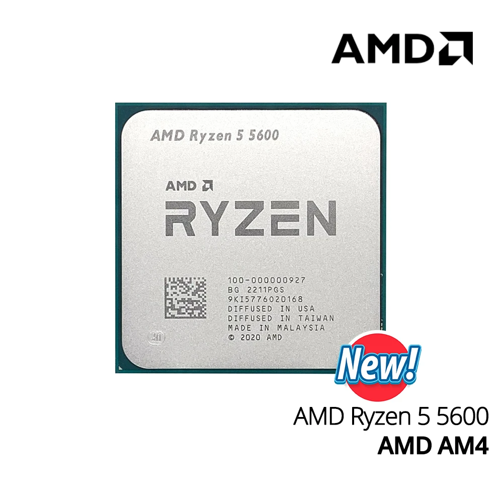 AMD Ryzen 5 5600 R5 5600 3.5GHz, 6 코어 12 스레드 CPU 프로세서, 7NM 65W L3 = 32M ...