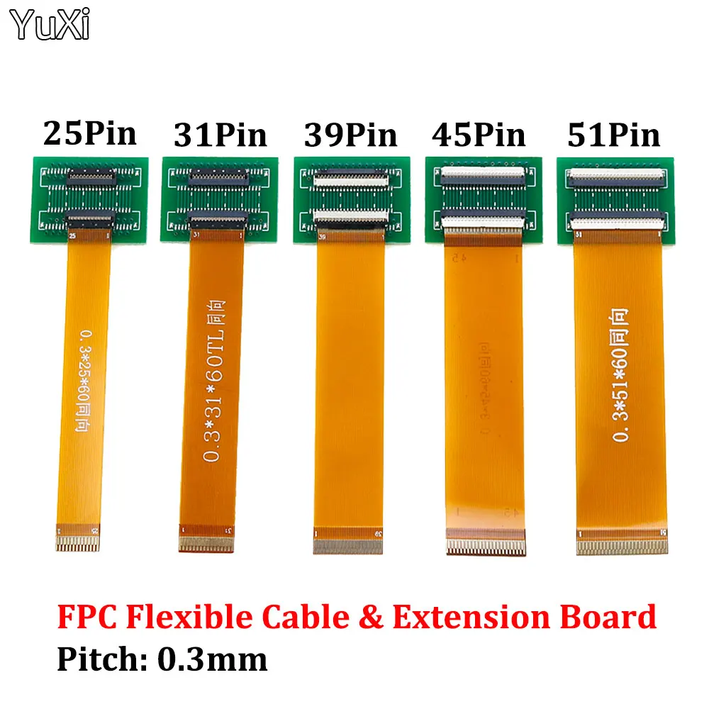 YUXI 1PCS 25 31 39 45 51 핀 0.3mm 피치 확장 보드 커넥터 어댑터 (FFC FPC 포함) 유연한 플랫 ...